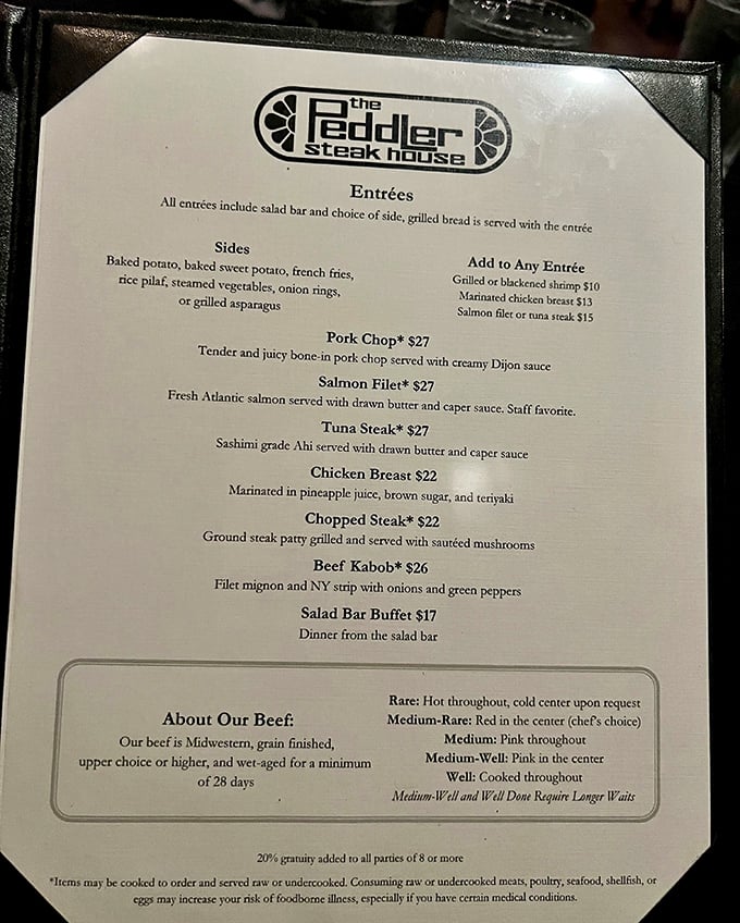 A menu that cuts right to the chase—quality beef, aged 28 days minimum, with classic sides that know their supporting role.