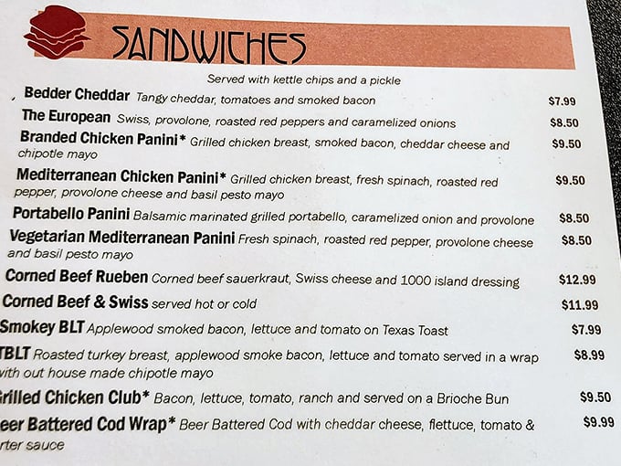 A sandwich menu that reads like poetry—each option more tempting than the last. The Bedder Cheddar calls my name!