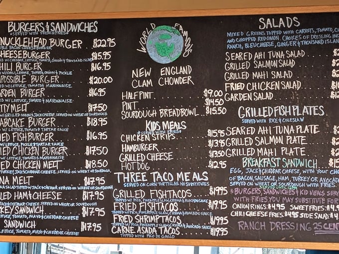 The chalkboard menu – a roadmap to seafood nirvana. Decision paralysis has never been so delicious.