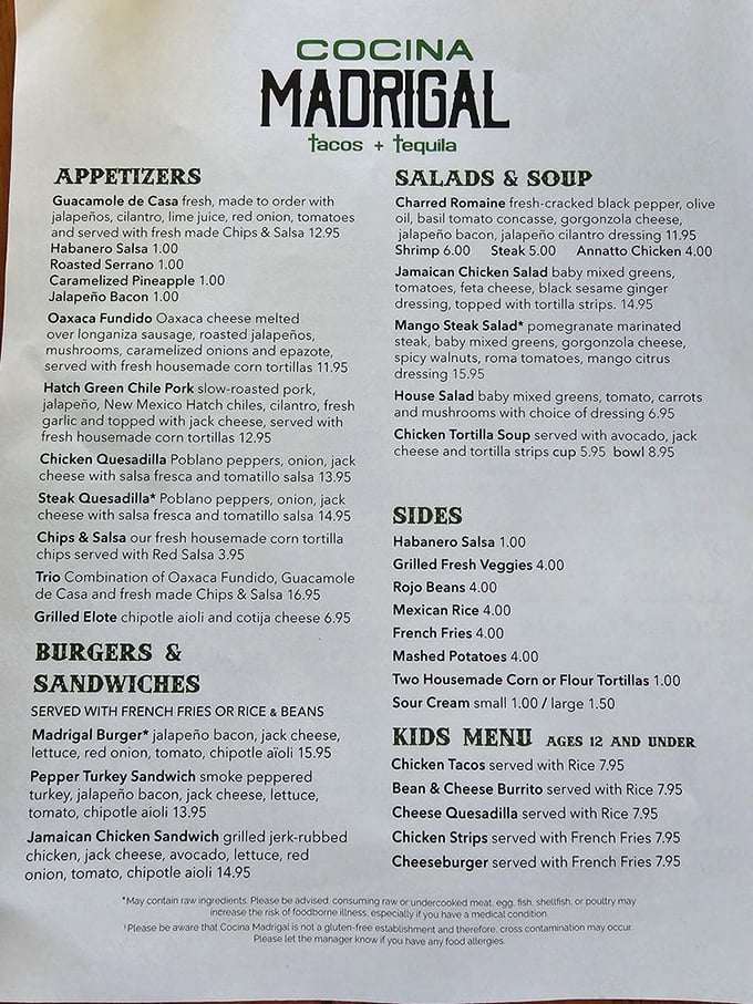 This menu isn't just a list of dishes—it's a roadmap to flavor paradise. Each item represents a different delicious detour on your culinary journey.