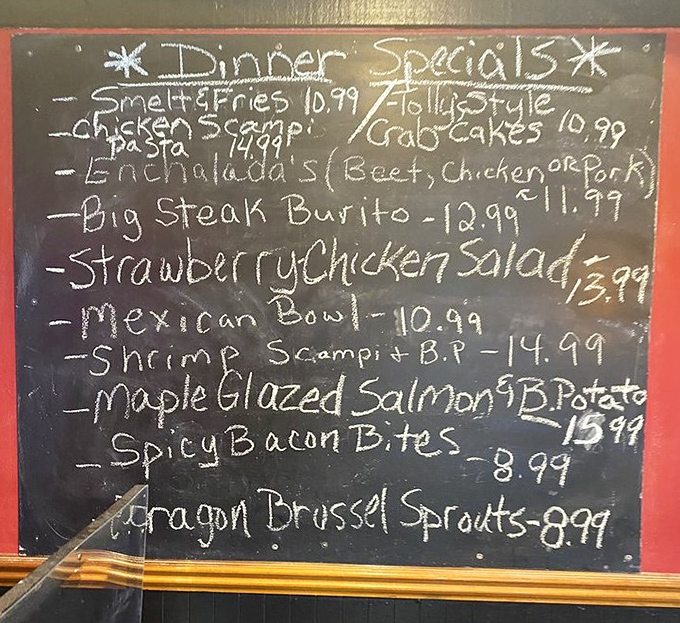 That chalkboard menu reads like a love letter to anyone who appreciates food done right.