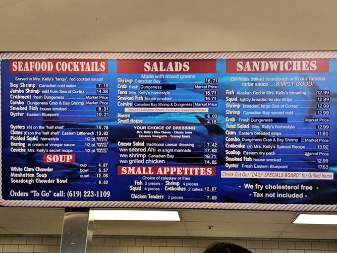 A menu that reads like poetry to seafood lovers—simple, straightforward, and promising oceanic delights without unnecessary frills.