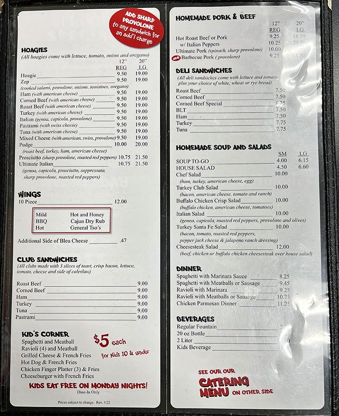 A menu that reads like a love letter to Philadelphia sandwich culture—where decision paralysis has never tasted so promising.