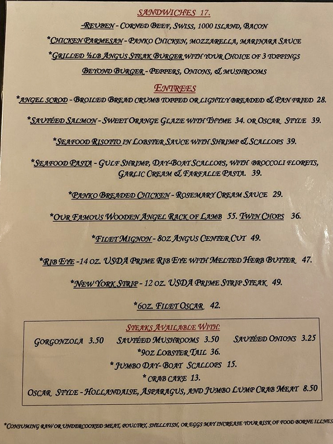 A menu isn't just a list of dishes—it's a roadmap to happiness. This one leads straight to prime rib nirvana.