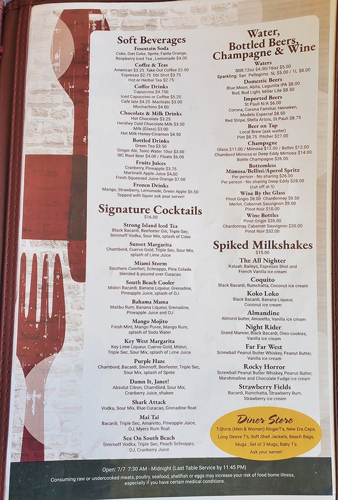 The menu reads like a love letter to American comfort food, with a Miami twist. Those spiked milkshakes aren't your grandpa's diner fare!