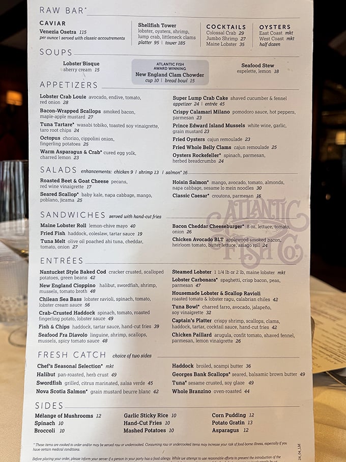 The menu reads like a love letter to the Atlantic—each dish promising oceanic delights that would make Poseidon put down his trident and pick up a fork.