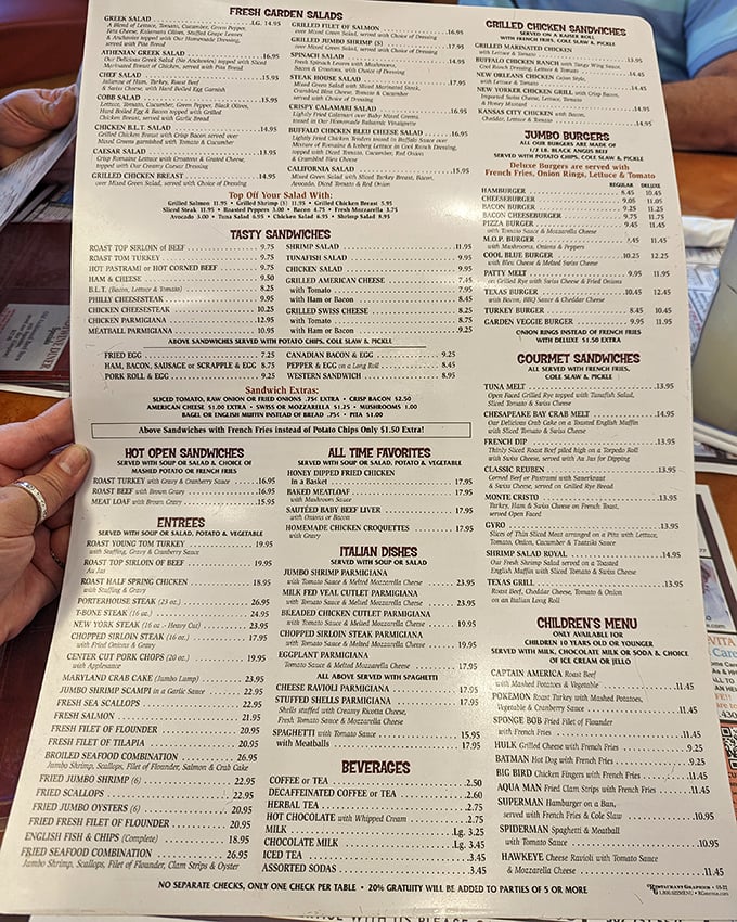 This menu isn't just extensive—it's practically a novel with chapters dedicated to every comfort food your cardiologist warned you about. Worth every forbidden bite!