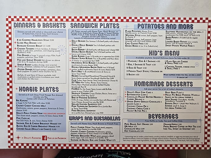 This isn't just a menu—it's a roadmap to happiness. The checkered border frames what might be the most important decision you'll make all day.