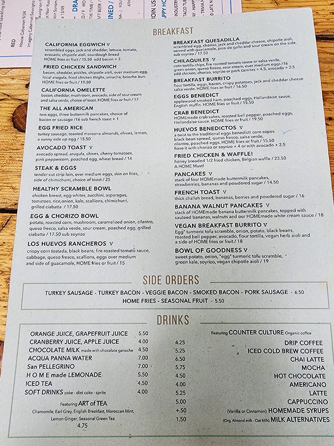 A menu that reads like comfort food poetry – breakfast all day should be enshrined as a basic human right.