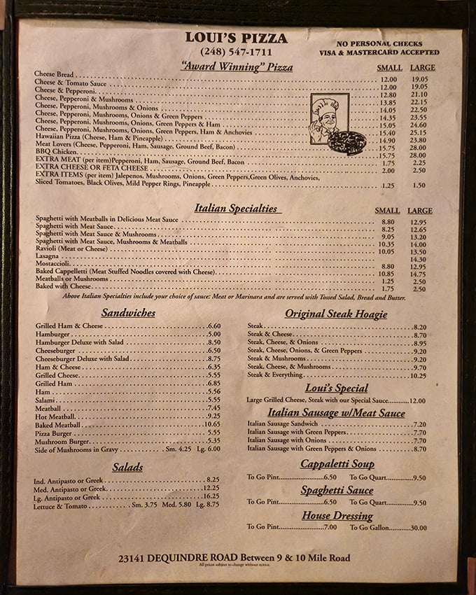This menu isn't trying to reinvent the wheel—it's perfecting it. Classic Italian-American fare with no pretension, just promise.