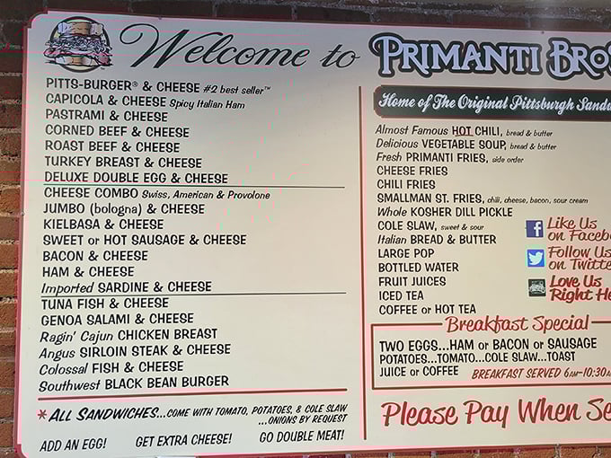 Menu decisions have never been so delightfully difficult. Each option promises a two-handed adventure through Pittsburgh's sandwich heritage.