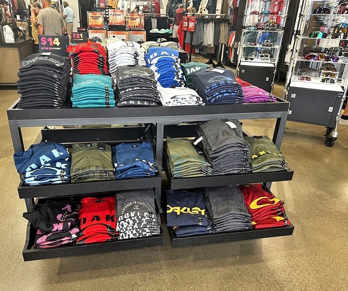 The holy grail of organized shopping—where t-shirts are stacked with such precision you feel guilty disrupting them, but not guilty enough to stop.