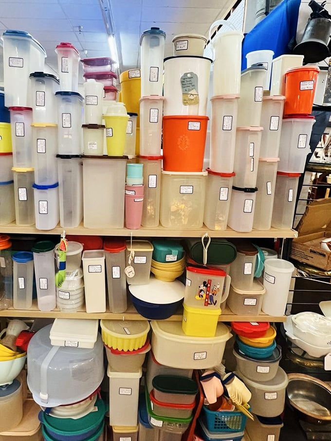 Not just plastic containers—these are time capsules of American kitchens past. Tupperware parties of the '60s live on in this colorful, nostalgic display.
