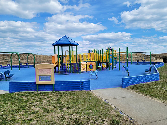 Not just for kids – this vibrant playground offers little ones a colorful respite when they've temporarily had their fill of sand and surf.