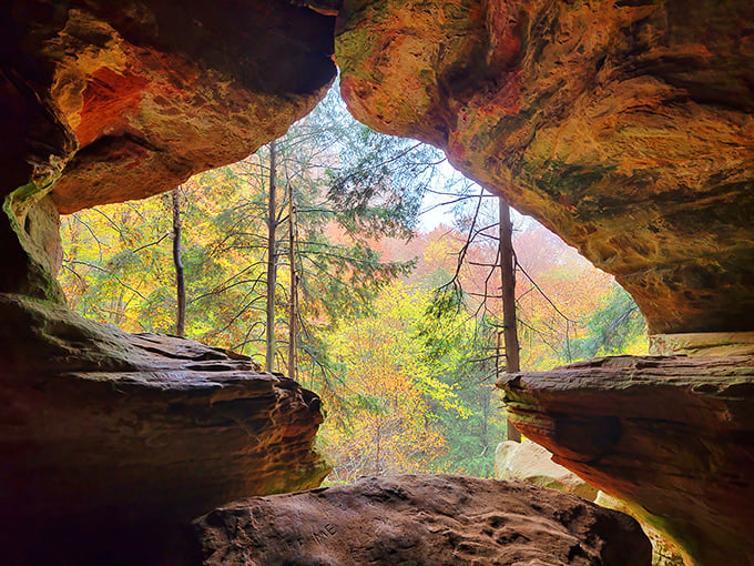 Nature's perfect frame—Rock House offers a portal view that makes even amateur photographers look like National Geographic contributors.