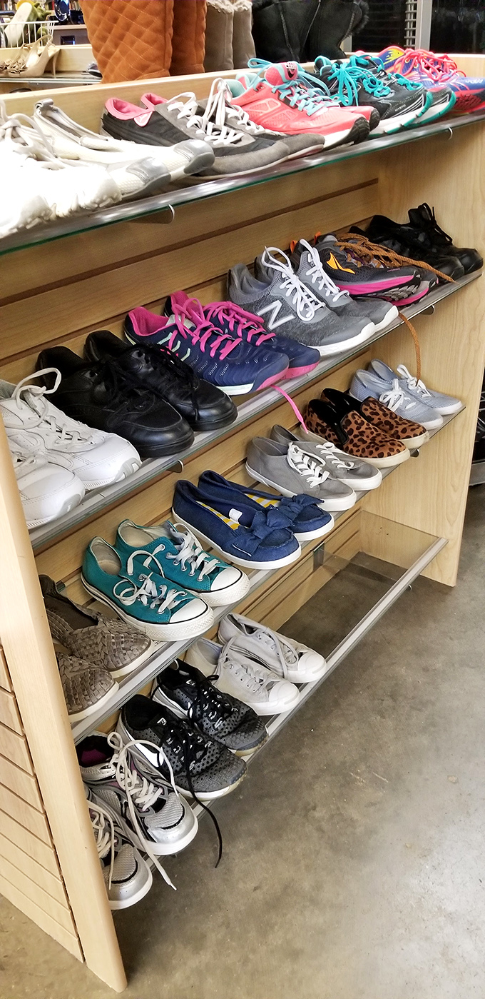 Shoe heaven exists, and it's in Bend! From barely-worn hiking boots to leopard flats, this footwear section could easily solve your "nothing to wear" crisis.