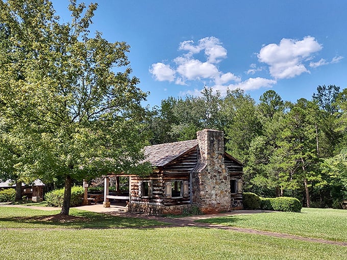 This rustic log cabin isn't offering modern amenities, but it's serving up something better – a genuine slice of American frontier life.