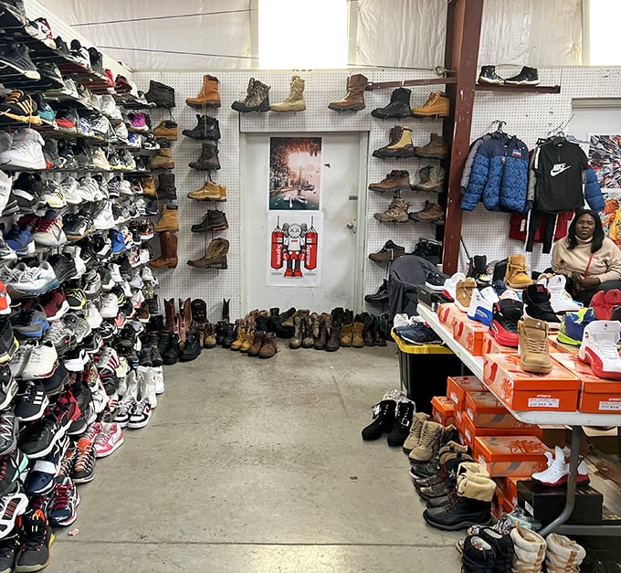 Footwear heaven or sneaker museum? This vendor has enough kicks to outfit a small army or satisfy the most dedicated shoe collector's wildest dreams.