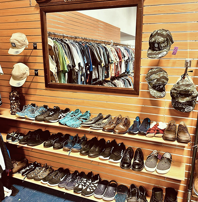 The shoe section: where barely-worn loafers and pristine sneakers get their encore performance. Even footwear deserves a second chance.