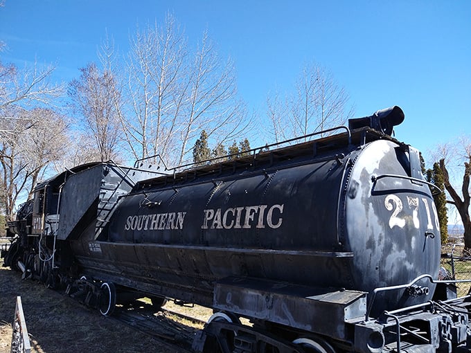 This Southern Pacific locomotive isn't just a museum piece—it's a reminder of when the railroad connected this remote corner to the wider world.