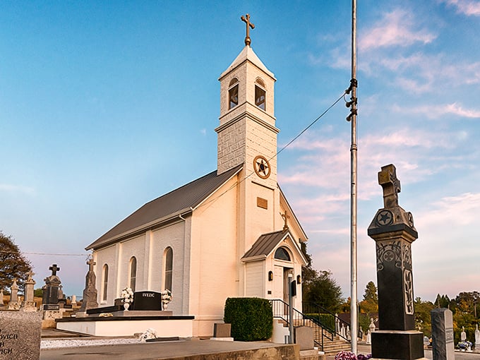 St. Sava Serbian Orthodox Church stands as a serene sentinel against a perfect California sky, offering spiritual richness amid financial practicality.