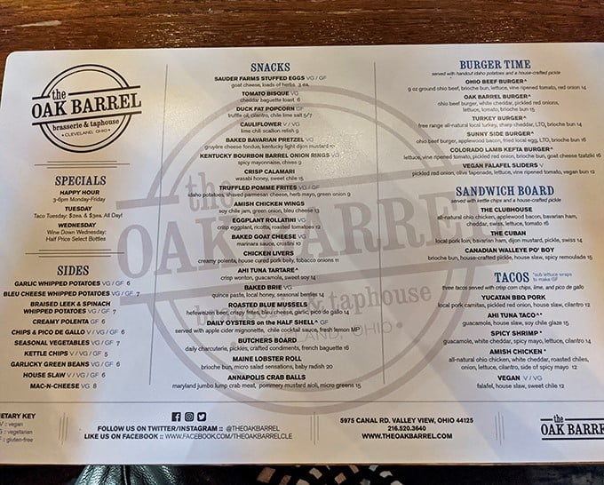 The menu reads like a love letter to Midwest comfort food with a gourmet twist – each description a promise of flavors to come.