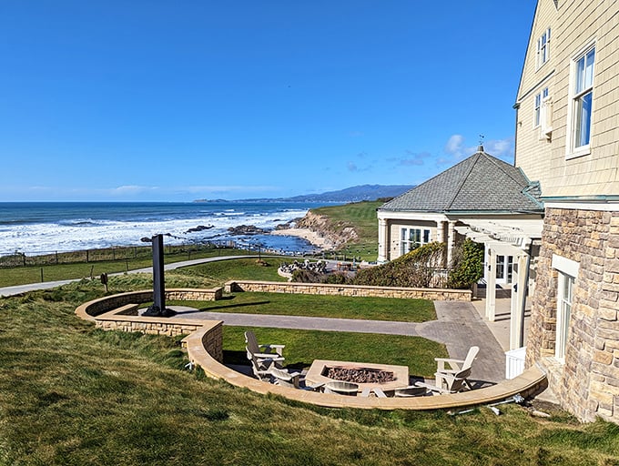 Colorful character: This cheerful yellow Victorian with its pink steps perfectly captures Half Moon Bay's architectural personality—like a Wes Anderson film set by the sea.
