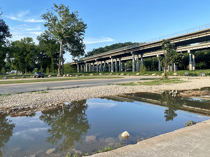 The riverfront park offers a peaceful glimpse of Van Buren's lifeblood – the Current River – where nature and infrastructure meet in perfect harmony.