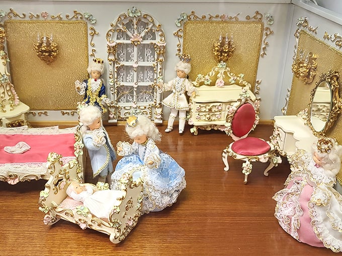 A miniature royal court frozen in time. These porcelain aristocrats have been waiting decades for someone to bring them home to a new palace.