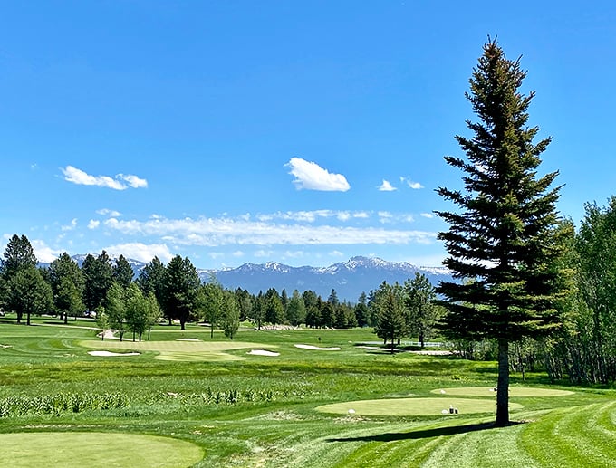 Golf with a view that makes even a triple bogey feel like a win. Those mountains aren't just showing off—they're providing perspective.