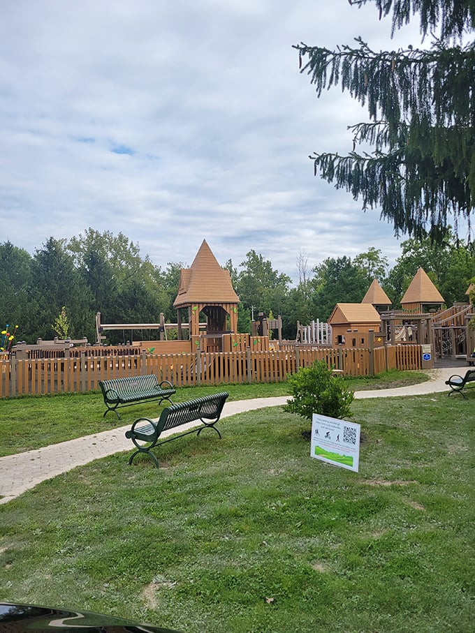 This wooden playground castle proves that in Granville, even the kids' recreational areas look like they belong in a storybook.