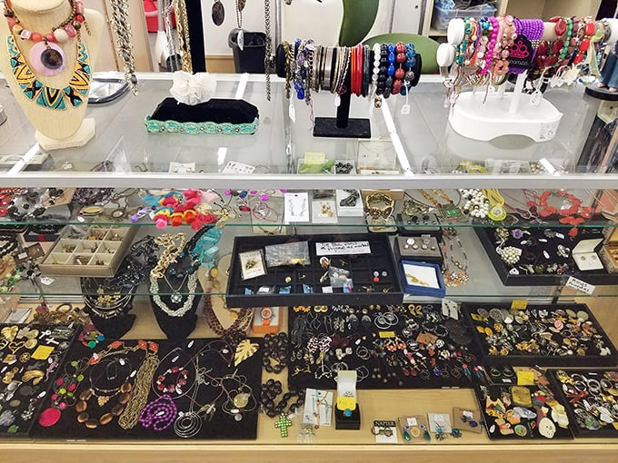 Jewelry heaven for magpies on a budget. These glittering treasures prove that previous owners had excellent taste—or delightfully questionable judgment.
