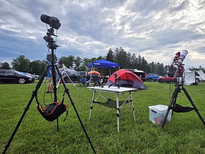 Amateur astronomers setting up camp – where the tailgating is quiet, the coolers are full, and the main event happens after dark.