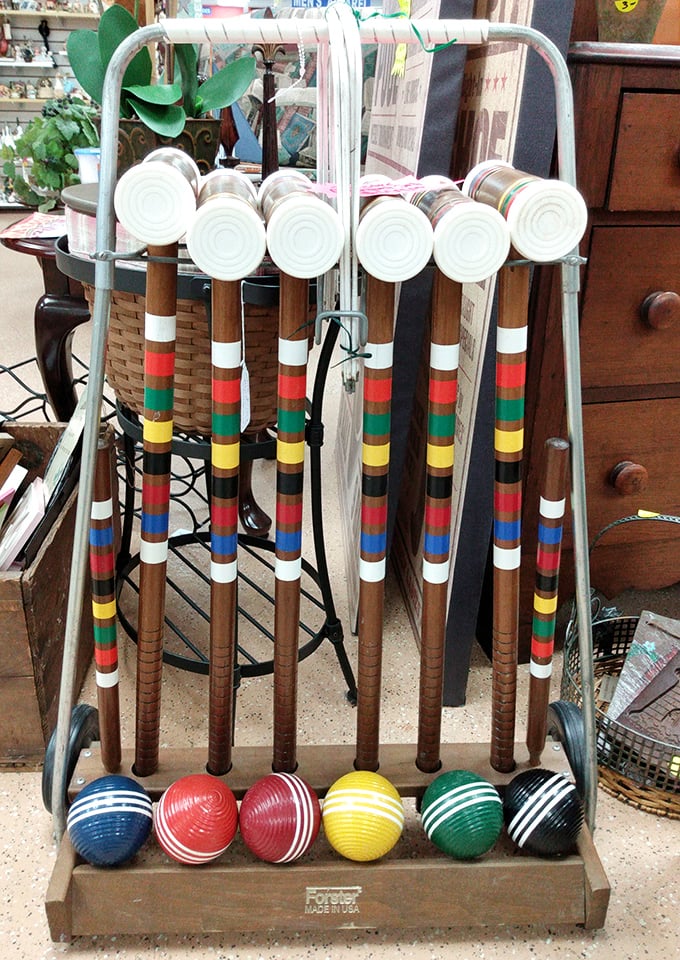 This vintage croquet set isn't just sporting equipment—it's a time machine to backyard gatherings where smartphones didn't interrupt conversation.