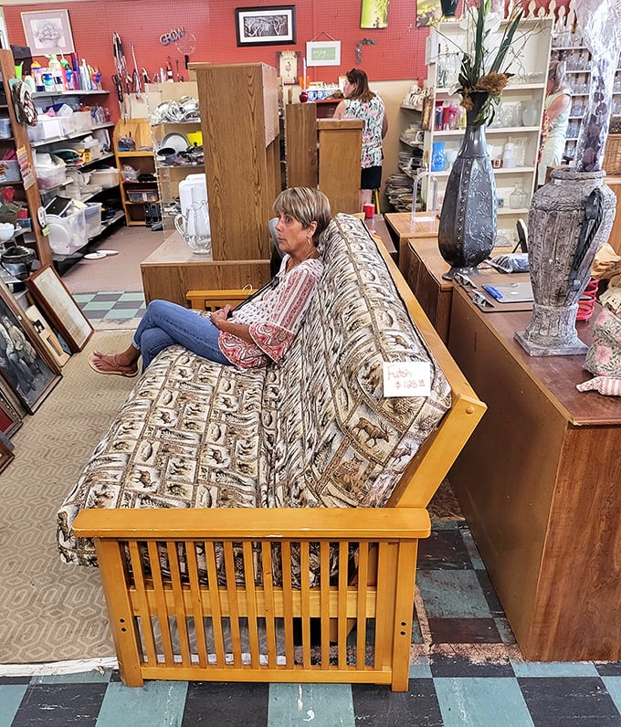 Testing before investing – the unofficial motto of savvy thrift shoppers. That woodland-themed futon might just be your next conversation piece.