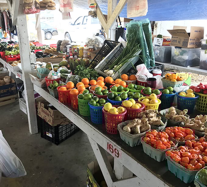 Nature's bounty meets bargain hunter's paradise—vibrant produce arranged in rainbow-hued baskets that make even grocery shopping feel like a joyful treasure hunt.