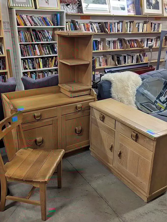 This wooden furniture set isn't just sturdy—it's a time capsule with drawers, telling stories of family dinners and homework sessions from decades past.
