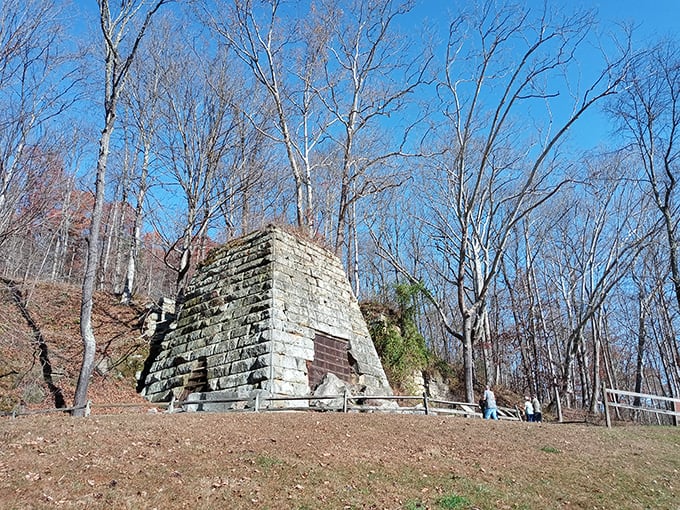 The Hope Furnace stands like a medieval castle, reminding visitors that Ohio once forged America's backbone.