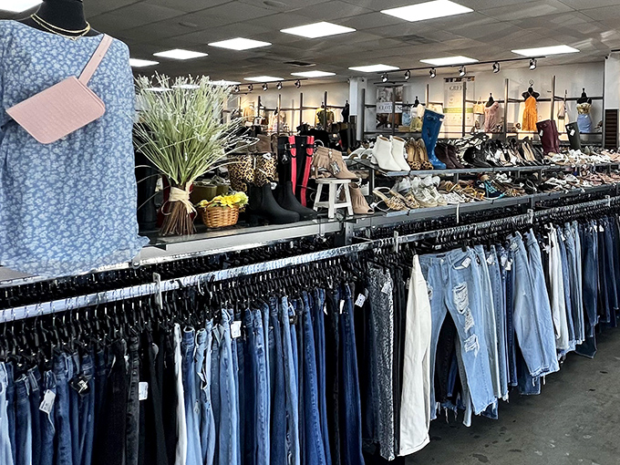 The denim wall – where jeans from premium brands find their second chance at love with your legs, all without the premium price tag.