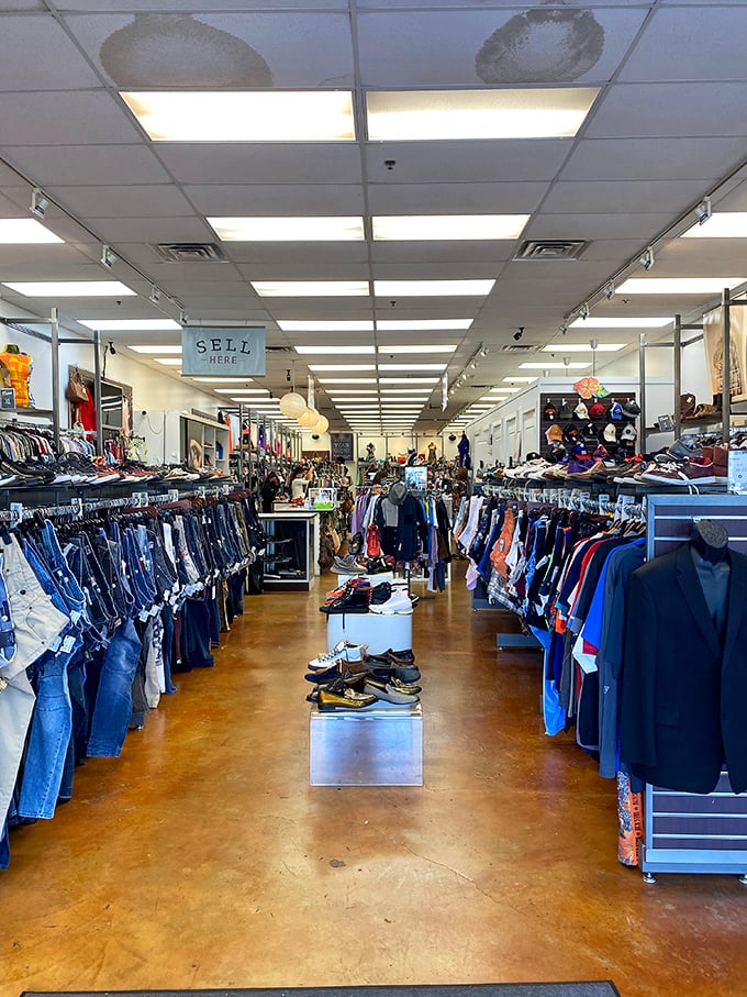 Denim heaven awaits with every wash, cut, and size imaginable. Your perfect pair is hiding somewhere in this blue jean forest.