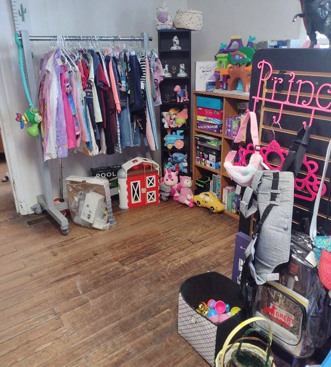 The children's corner—where yesterday's toys await new adventures and tiny fashionistas find their next statement piece without breaking the piggy bank.