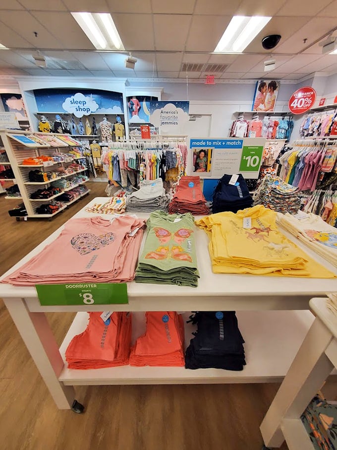 Childhood fashion that's actually affordable. The children's section offers adorable outfits that kids will outgrow long before your credit card statement arrives.