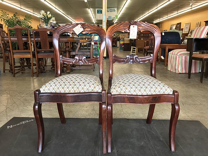These elegant mahogany dining chairs aren't just furniture—they're time machines to dinner parties of decades past. Grandma would approve!