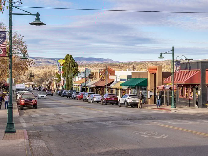 Old Town's colorful storefronts stand like a lineup of friendly neighbors, backed by Arizona's dramatic landscape and endless sky.