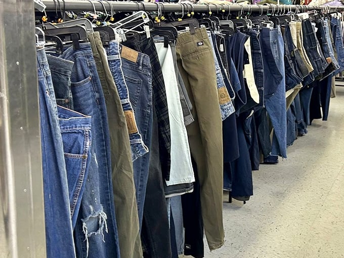 Denim paradise stretches as far as the eye can see—each pair with its own story and a price tag that won't make you wince.