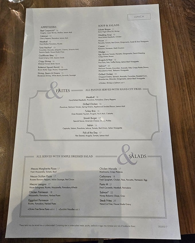The menu reads like a love letter to Italian cuisine – each description a promise of flavors that will transport you straight to the Mediterranean without the jet lag.
