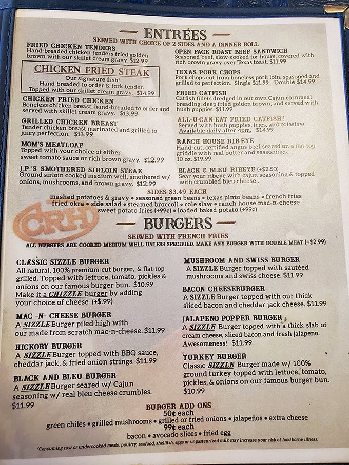 This menu isn't just a list of food—it's a roadmap to happiness. The "Awesomeness!" declaration next to the Jalapeño Popper Burger isn't false advertising.