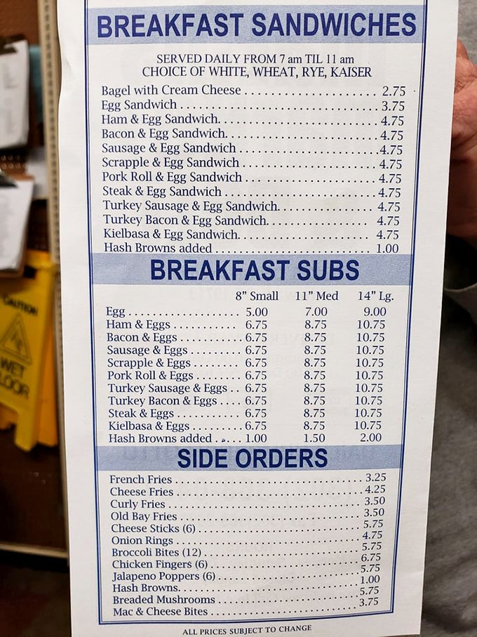 This menu isn't just a list of options; it's a roadmap to happiness, Delaware-style.
