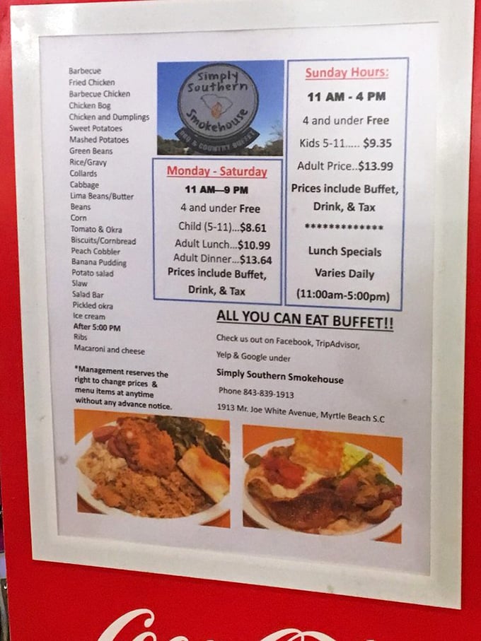 The menu board reads like a love letter to Southern cuisine. No molecular gastronomy here, just the classics that have sustained generations.