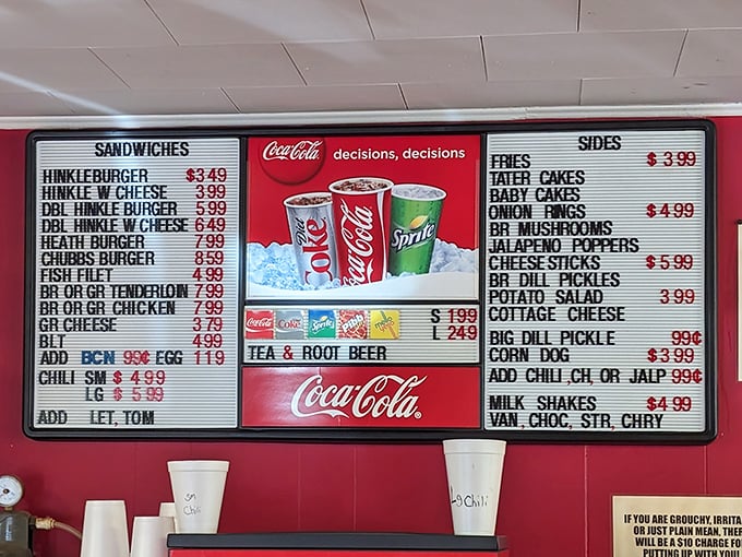 This menu board isn't just listing food—it's offering a roadmap to happiness, one perfectly grilled patty at a time.